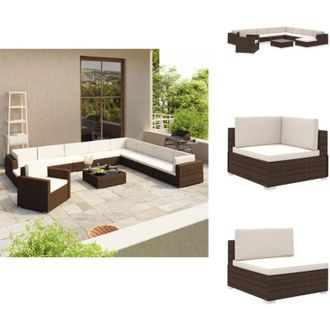 vidaXL 12-tlg. Garten-Lounge-Set mit Auflagen Poly Rattan Braun - Loungeset - Gartenm&ouml;bel - Rattan M&ouml;bel - Outdoor Lounge - Poolside Furniture