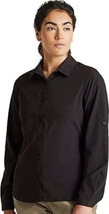 Craghoppers Expert Kiwi L/S Chemise pour Femme Bouton Bas Anti-Insectes Matières Recyclées Protection Solaire Anti-Insectes 2 Poches Poche Se Sécurité Zippée