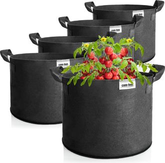 Com-Four 5X Pflanzsack je 95 L für Kartoffeln - Tomaten-Kübel mit Griffen - Pflanztasche - Pflanztopf Tomaten - Pflanzenschutzsack (95 L - 5 Stück)