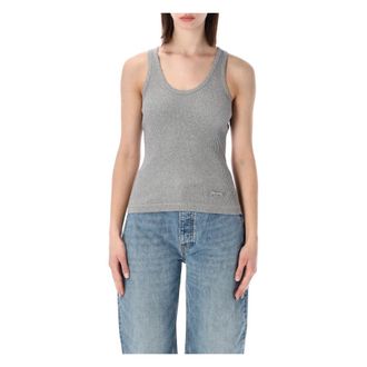 Ganni Femme, Tops, Gris, Taille: 38 FR Cotton Rib Tank Top