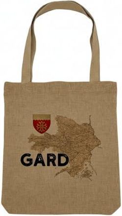 Fabulous Sac Shopping Tote Bag Aspect Lin - Gard 30 D&eacute;partement Nimes Carte Ancienne Occitanie - Sac de Courses Toile Epaisse 360g Beige Naturel Cabas Port&eacute; Ep