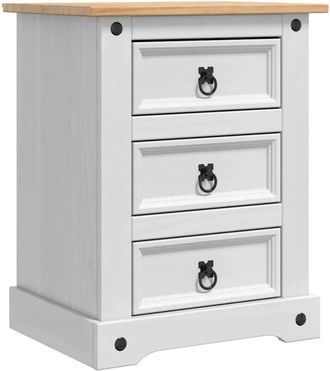 vidaXL Nachttisch Wei&szlig; 53 x 39 x 66 cm Massives Kiefernholz vidaXL