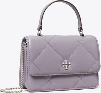 Tory Burch Damen Kira Mini-Geldb&ouml;rse mit Rautensteppung, Tragegriff oben und Kette