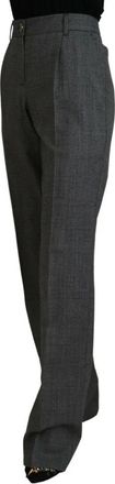 Dolce & Gabbana Femme, Pantalons, Gris, Taille: 36 FR Pantalon &agrave; Carreaux Coupe Droite
