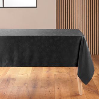 Douceur d'Int&eacute;rieur Tischdecke, rechteckig, 140 x 300 cm, Schneeflocken, Anthrazit, Jacquard