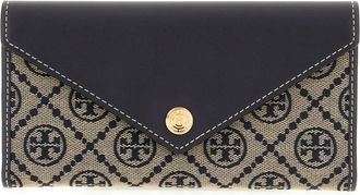 Tory Burch Femme, Accessoires, Bleu, Taille: ONE Size Portefeuille enveloppe T Monogram