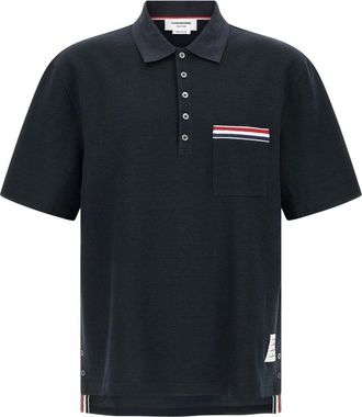Thom Browne Homme, Tops, Bleu, Taille: XL Polo