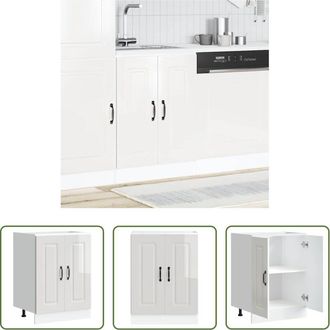 vidaXL Rangement cuisine - Meuble bas pour &eacute;vier Kalmar blanc brillant 60x46x81,5 cm