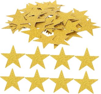NUOBESTY 100 St&uuml;ck Goldene Papiersterne Konfetti Glitzernde Stern Cutouts Bastelpapier f&uuml;r DIY Party Hochzeit Tischdeko Umweltfreundlich und Sicher