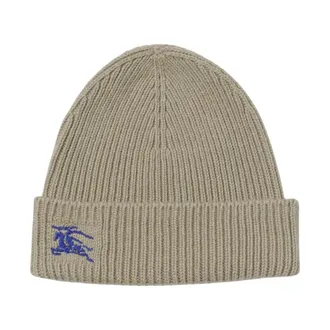 Burberry Homme, Accessoires, Beige, Taille: ONE Size Bonnet en tricot côtelé avec logo