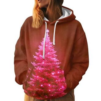 Generic Sweat à capuche de Noël 2025 pour femme - Tendance et décontracté - Lettre de Noël imprimée - Col rond - Manches longues - Pour entraînement, fête, ca