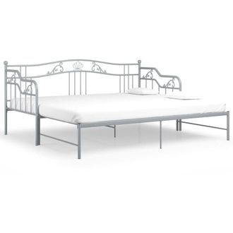 vidaXL Ausziehsofa Bettgestell Grau Metall 90x200 cm Vidaxl