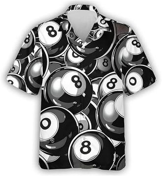Keephen kewing Billiard Jeu Impression 3D Chemise Hawaiienne Femmes Hommes Billes de Billard Chemise &agrave; Boutons Casual Bowling Chemise &Eacute;t&eacute; &Eacute;quipe Chemise