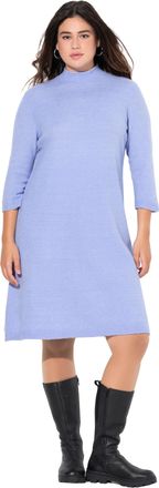 Ulla Popken Damen große Größen Übergrößen Plus Size Strickkleid, A-Linie, Stehkragen, 3/4-Arm himmelblau 50+ 835720700-50+