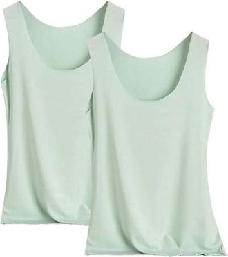 Generic Lot de 2 d&eacute;bardeurs de sport pour femme - Respirant - &Eacute;l&eacute;gant - Sans manches - Col rond - &Eacute;lastique - Sans manches - T-shirt l&eacute;ger - Tissu rafra&icirc;chiss