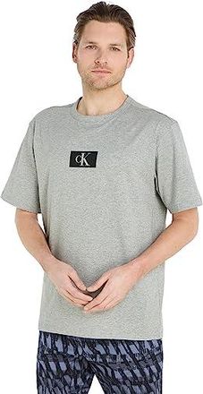 Calvin Klein T-Shirt Manches Courtes Homme Crew Neck Col Ras-du-Cou, Gris (Grey Heather), S