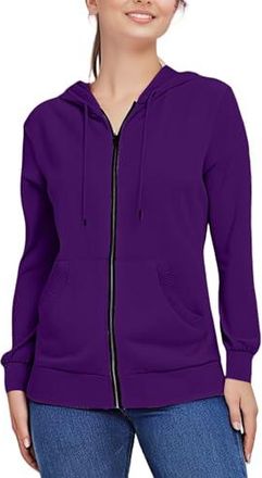 Generic Sweat à capuche zippé pour femme - Veste légère décontractée à manches longues avec poches, Violet 02, M