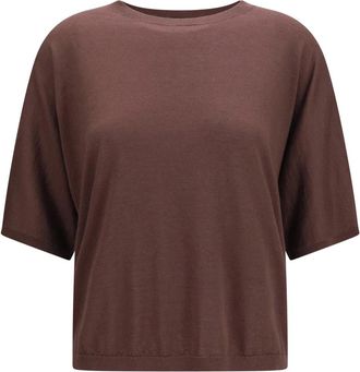 Brunello Cucinelli Pull Manches Courtes Cachemire et Soie - Femme - Pulls - Brun - Taille: 42 FR