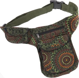 Guru Shop Stoff Sidebag & G&uuml;rteltasche, Goa G&uuml;rteltasche - Olive, Unisex - Erwachsene, Baumwolle, 27x20x4 cm