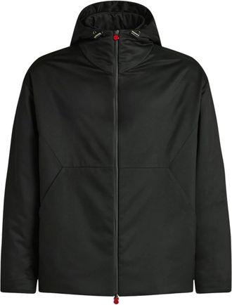 Kiton Homme, Vestes, Noir, Taille: L Veste &agrave; capuche en tissu technique