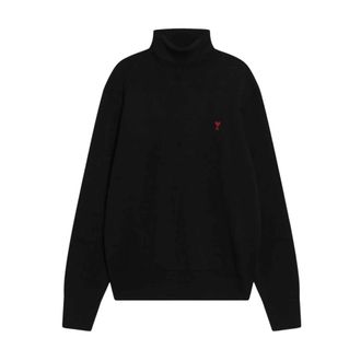 Ami Homme, Pulls, Noir, Taille: 2XL Pull Col Roul&eacute; Ami De Coeur