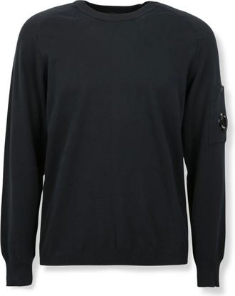 C.P. Company C.p. Company, Homme, Pulls, Noir, Taille: M Pull Ras du Cou avec D&eacute;tail de Lentille