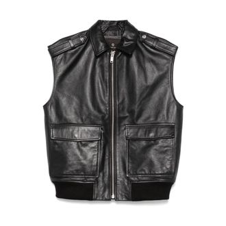 Anine Bing Schwarze Lederweste mit Rei&szlig;verschluss - - Jackets - Damen - Schwarzk - S