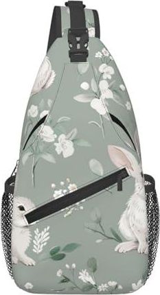 Generic Sac &agrave; dos &agrave; bandouli&egrave;re pour homme, sac &agrave; dos de randonn&eacute;e, sac &agrave; dos de voyage, sac &agrave; dos &agrave; bandouli&egrave;re, motif lapins et plantes