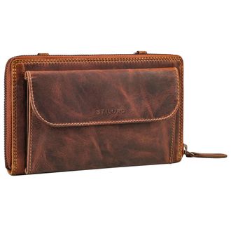 STILORD Monica 4 in 1 Leder Geldb&ouml;rse mit Handyfach Damen Clutch Geldbeutel zum Umh&auml;ngen Schultertasche Klein Crossbody Portemonnaie f&uuml;r Frauen Handytasche Ec