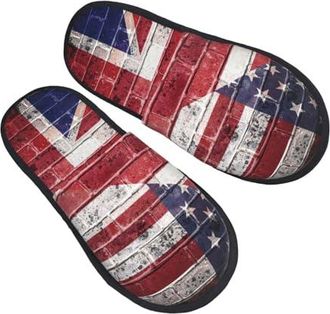 Generic Chaussons Drapeau Britannique Drapeau Américain Lavables Pantoufles En Coton Avec Semelle Caoutchouc Chaussons Maison Pour Unisex Hiver Chambre M