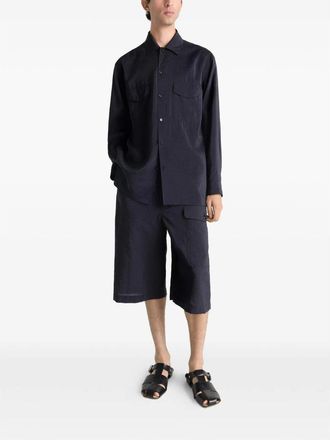 Christophe Lemaire Cotton-Blend Drawstring Cargo Shorts - Black
