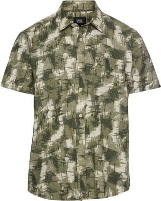 Camel Active Herren Kurzarmhemd mit Strukturmuster Grün, menswear-3XL