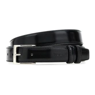 Hogan Homme, Accessoires, Noir, Taille: ONE Size Ceinture en cuir pour homme avec boucle &agrave; effet martel&eacute;