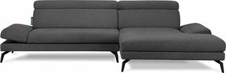 Konsimo Renar Ecksofa Modern, 4 Sitzer, bewegliche Kopfst&uuml;tze, dunkelgrau - Konsimo