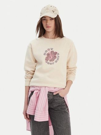 Roxy Sweatshirt Surf Stoked Crew Brushed Vint ERJFT05018 Écru Regular Fit