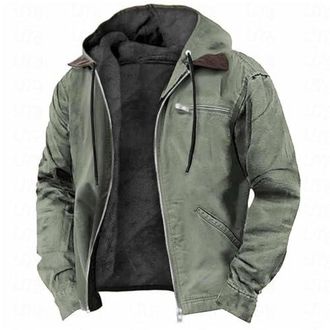 Generic Veste dhiver l&eacute;g&egrave;re et &eacute;paisse &agrave; capuche avec fermeture &eacute;clair et doublure en polaire pour homme, vert clair, 3XL