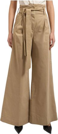HUGO BOSS Femme, Pantalons, Beige, Taille: 36 FR Pantalon large taille haute