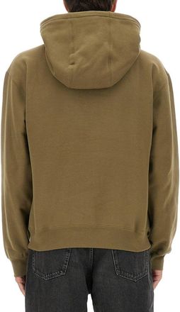 Saint Laurent Logo Cotton Hoodie - Green