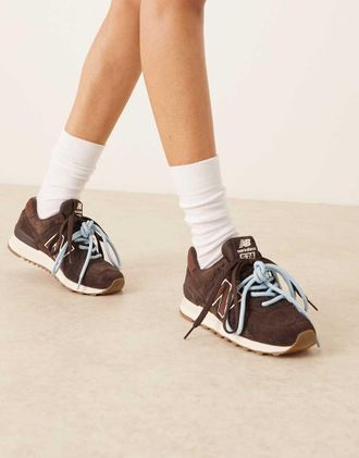 New Balance 574 - Wildleder-Sneaker in Braun-Brown