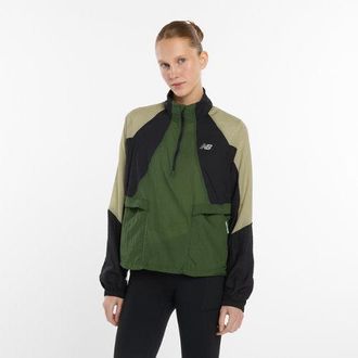 New Balance Femme Run Water Resistant Jacket en Vert, Polytiss&eacute;, Taille XL
