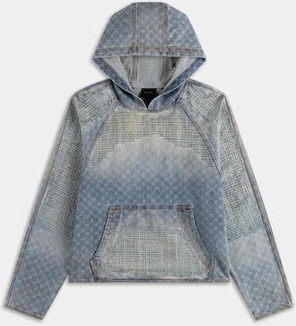 Daily Paper Clothing Homme, Sweatshirts et sweats &agrave; capuche, Bleu, Taille: L Destroyed Denim Sweat &agrave; capuche