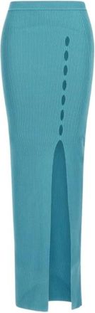 Roberto Cavalli Femme, Jupes, Bleu, Taille: 40 FR Jupe longue c&ocirc;tel&eacute;e avec d&eacute;coupe