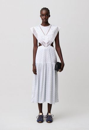 Claudie Pierlot Robe longue satin&eacute;e dentelle