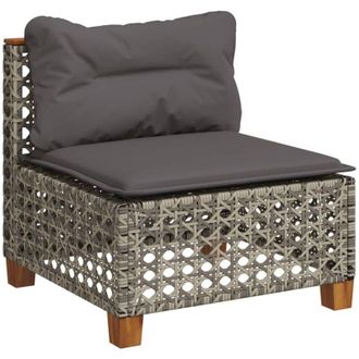 vidaXL Vidaxl - Gartensofa ohne Armlehnen mit Kissen Grau Poly Rattan