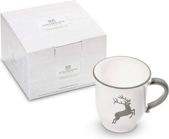 Gmundner Keramik Schokotasse Füllmenge : 0.3 Liter grauer Hirsch Geschirr, handgemacht in Österreich