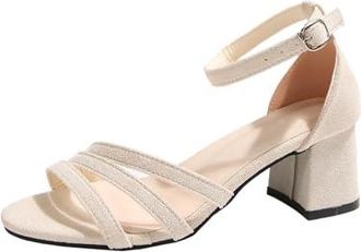 Generic Sandales &agrave; lani&egrave;res pour femme - Respirantes et d&eacute;contract&eacute;es - Couleur unie - Bout ouvert - Talon &eacute;pais - Confortables et &eacute;l&eacute;gantes - Pour le travail