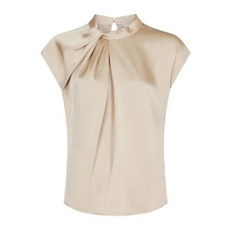 Neo Noir Fleur Drapy Satinbluse - - Blouses & Shirts - Damen - Beige - M