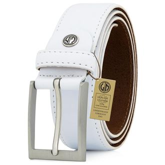Lindenmann Leder-G&uuml;rtel Herren 35 mm breit, G&uuml;rtel Herren Volllederg&uuml;rtel wei&szlig;, Gr&ouml;&szlig;e/Size:Bundweite 125 cm Gesamtl&auml;nge 140 cm W 49.2 XXXL, Farbe/Color:weiss