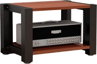 Generic Audio-Video-Regal HiFi Rack aus Holz & Stahl, Höhenverstellbarer Medien Aufbewahrungssch Rank, Audio-Komponenten für Heimkino Schlafzimmer büro(Red,40