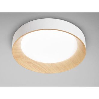 Luce-Ambiente-Design LED Deckenleuchte ARKA Wei&szlig; mit Holzoptik & 3 Lichtfarben, &Oslash; 50cm